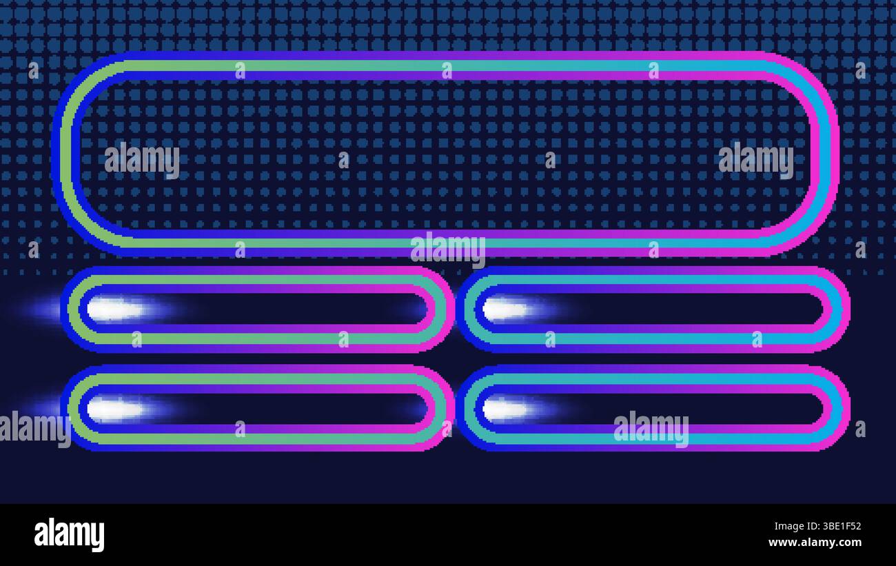 Vector illustration of a neon-themed game show interface with glowing ...