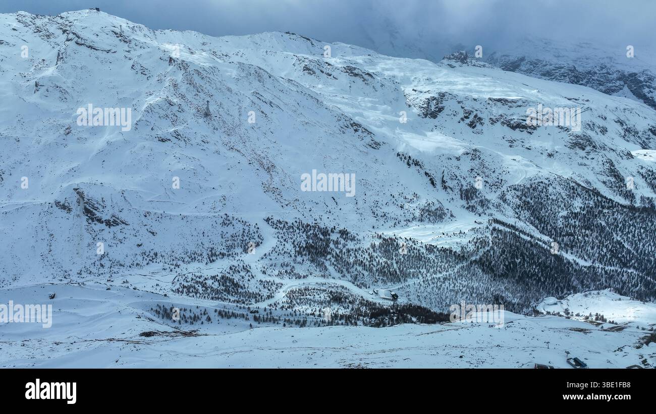 Aerial view of Zermatt, a small town famous for winter destination on ...