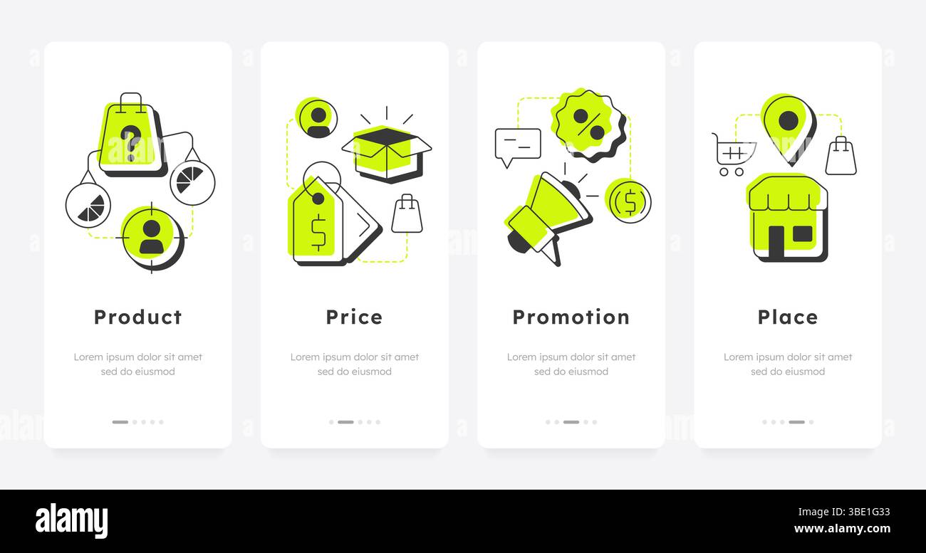 Product development mobile app onboarding screens Stock Vector Image ...