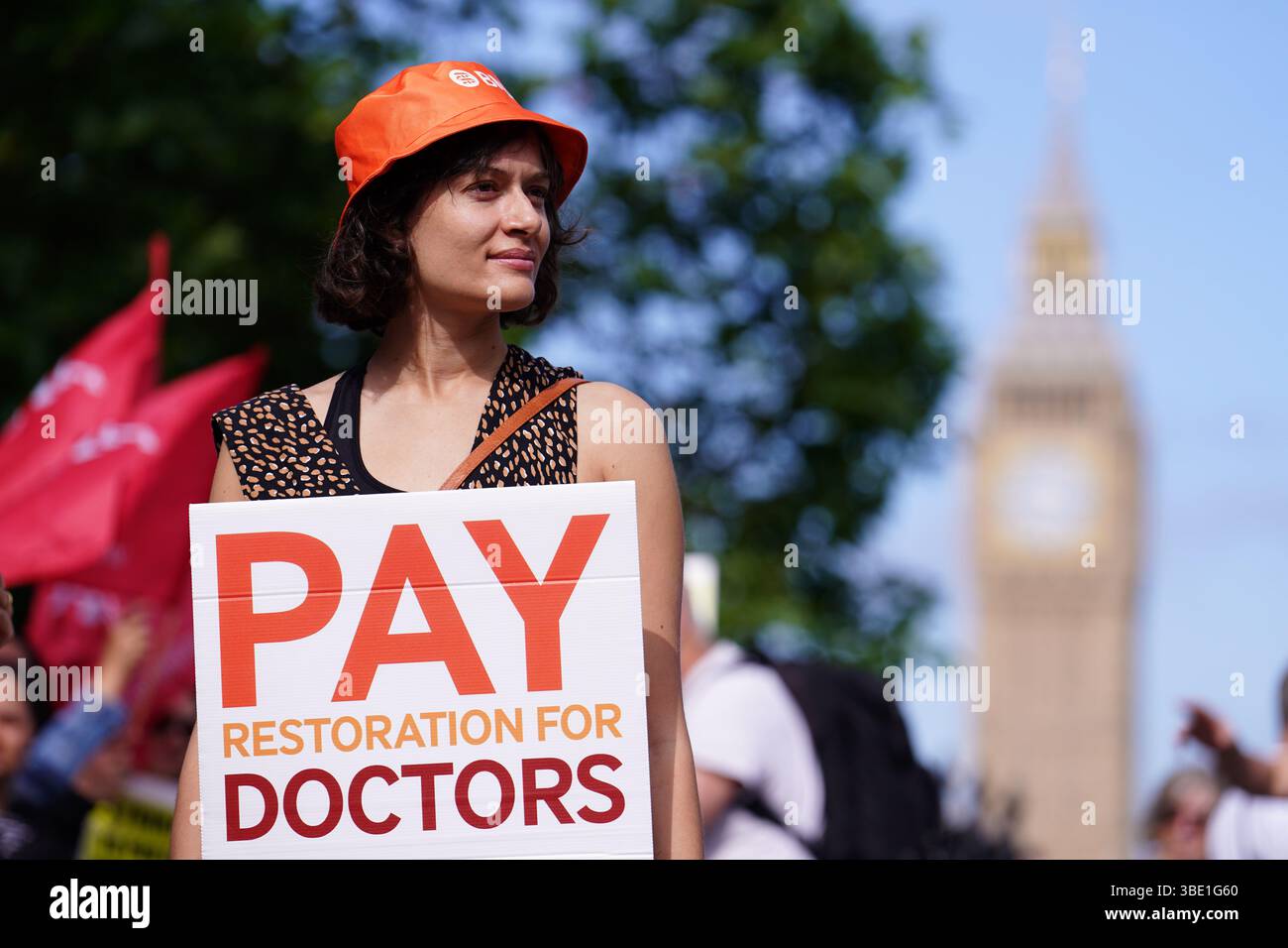 File photo dated 27/06/24 of a junior doctor on the picket line outside ...
