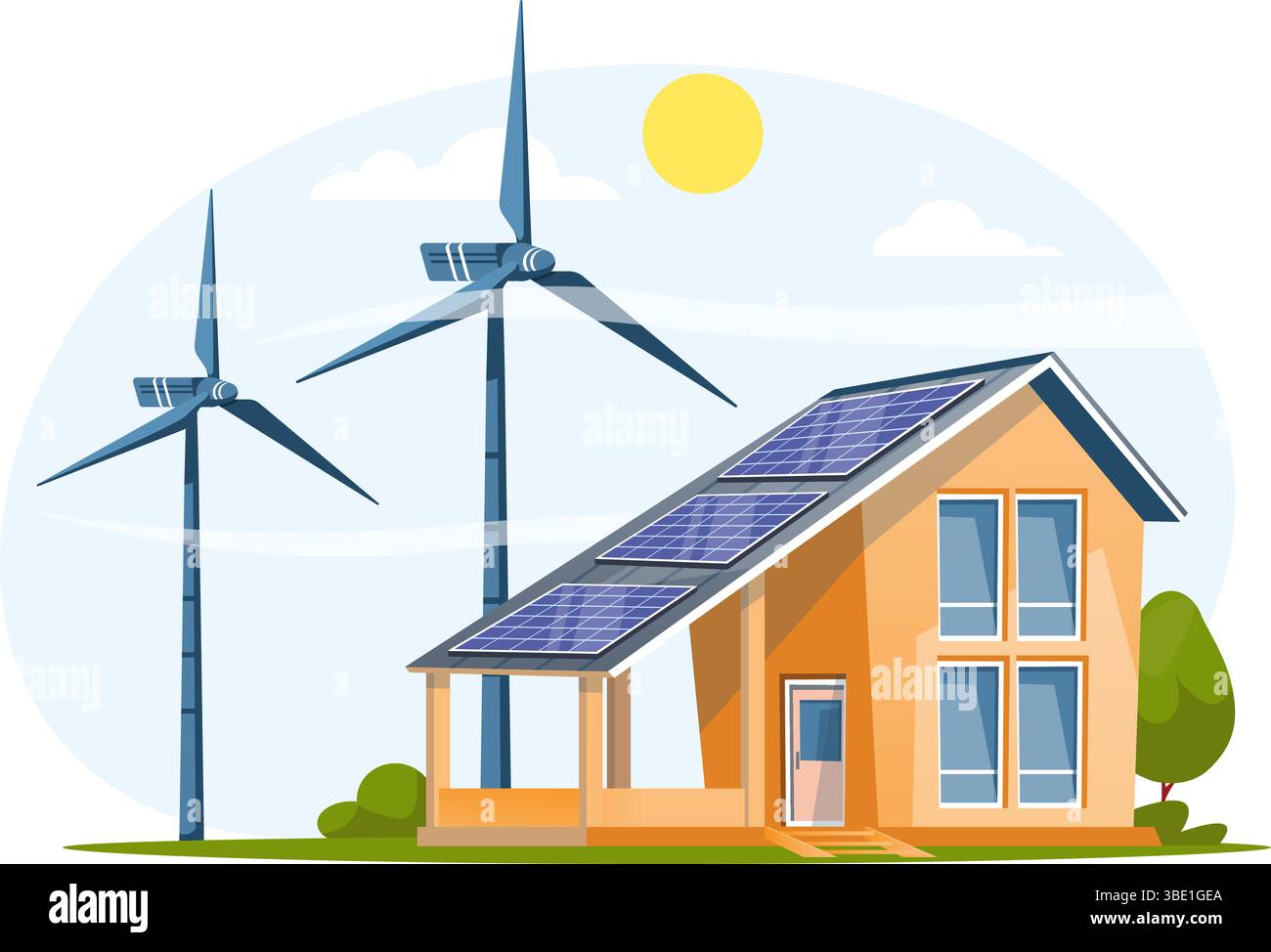 Residential solar panels generating Stock Vector Images - Alamy