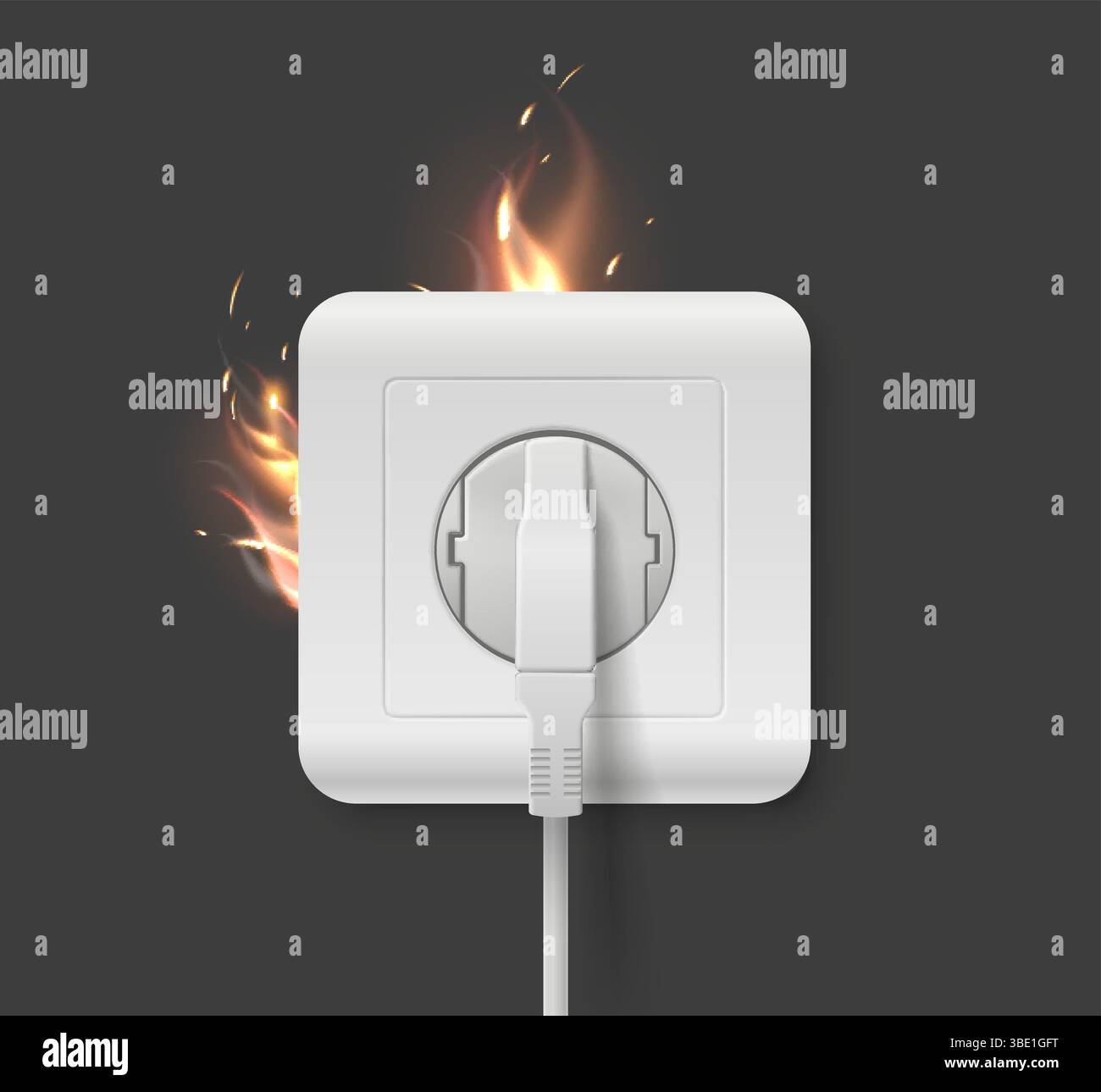 Short circuit in socket with flames and sparks due overloaded wiring ...