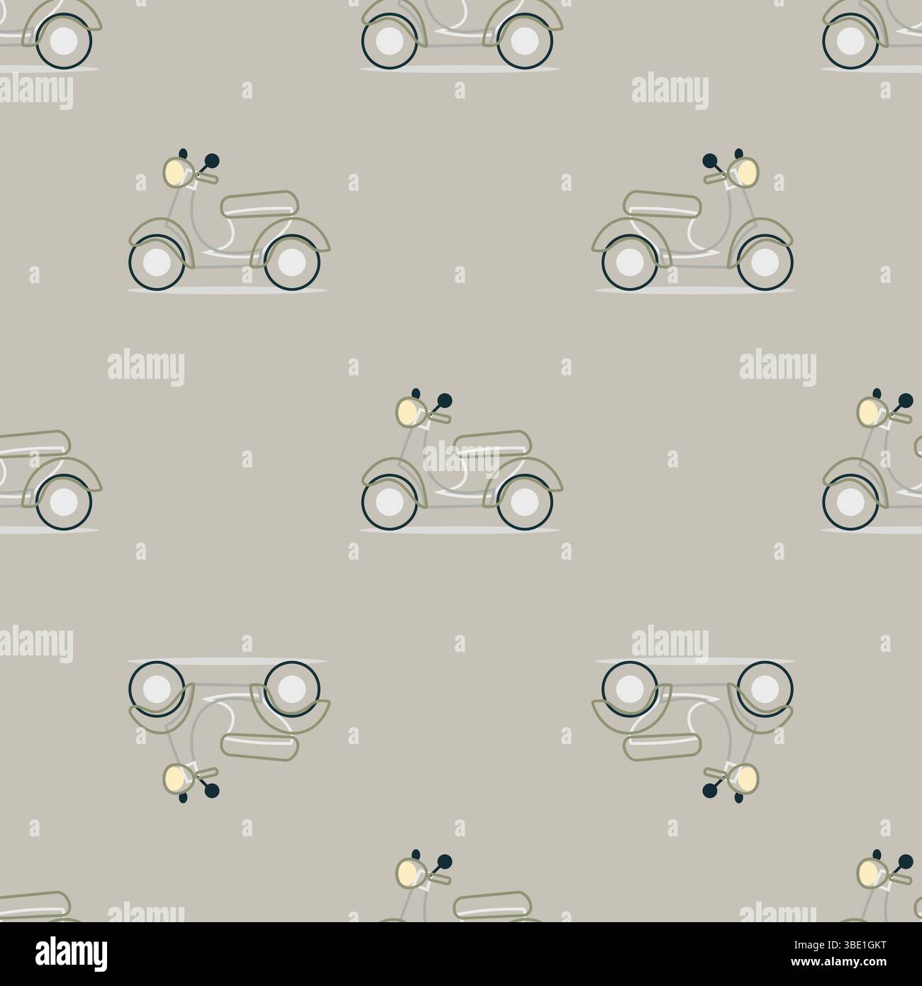 Outlined retro scooter pattern on muted background Stock Vector Image ...