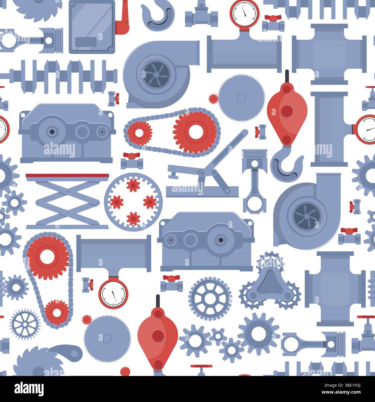 Mechanical mechanisms seamless pattern. Engineering equipment. Engine ...