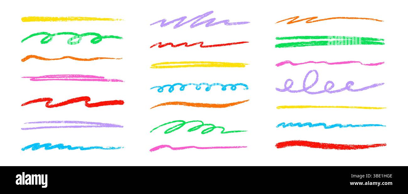 Line color pencil brush kid set. Color chalk pastel pencil underline ...