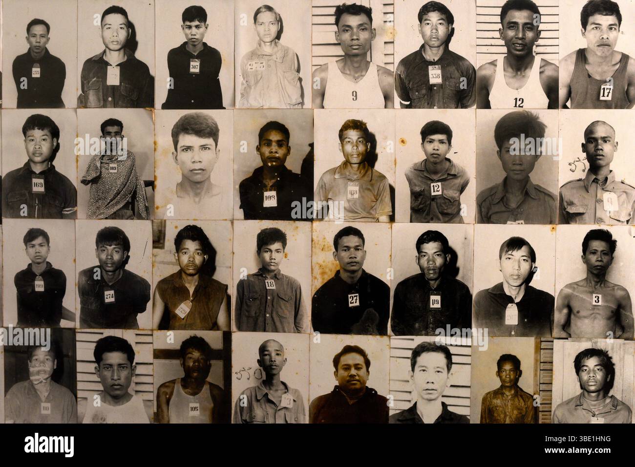 Tuol Sleng genocide museum,display of final victim's photographs in ...