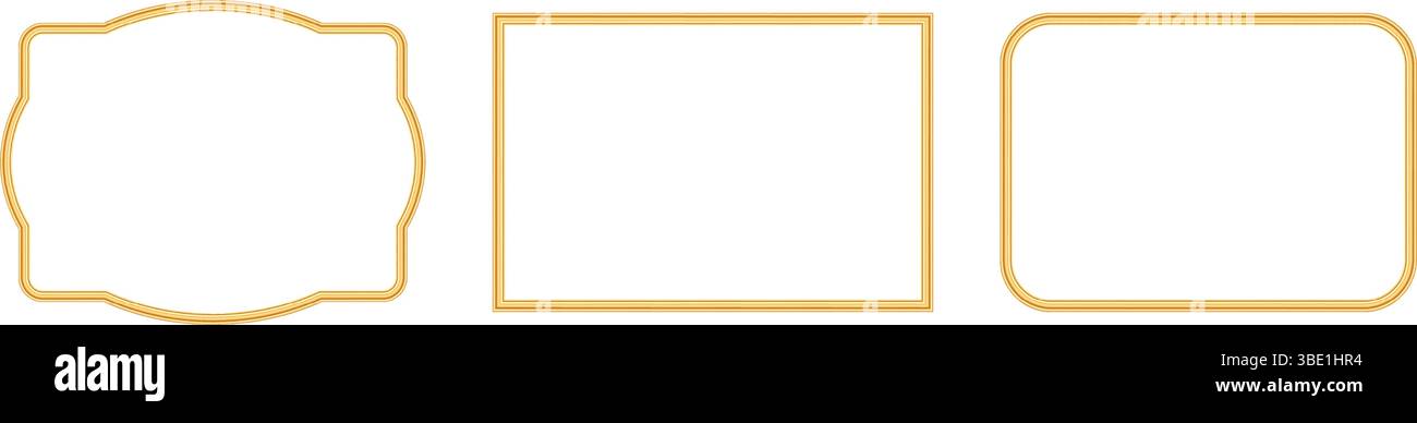 Collection of shiny golden luxury frames. Ornamental border in oriental ...