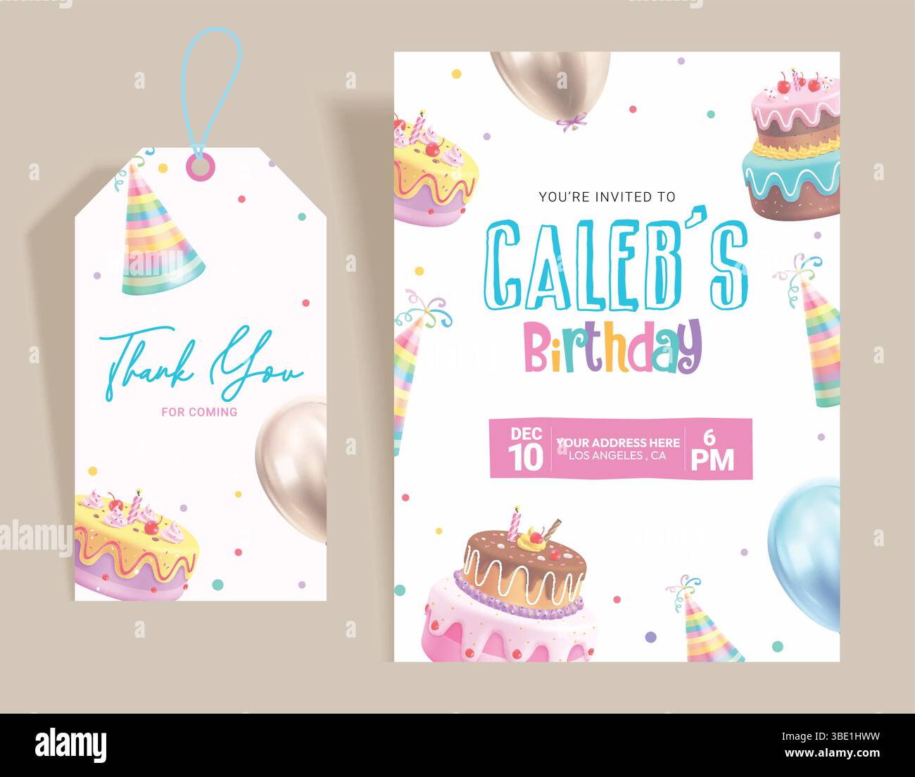 Birthday girl invitation card clipart template set. Happy birthday ...