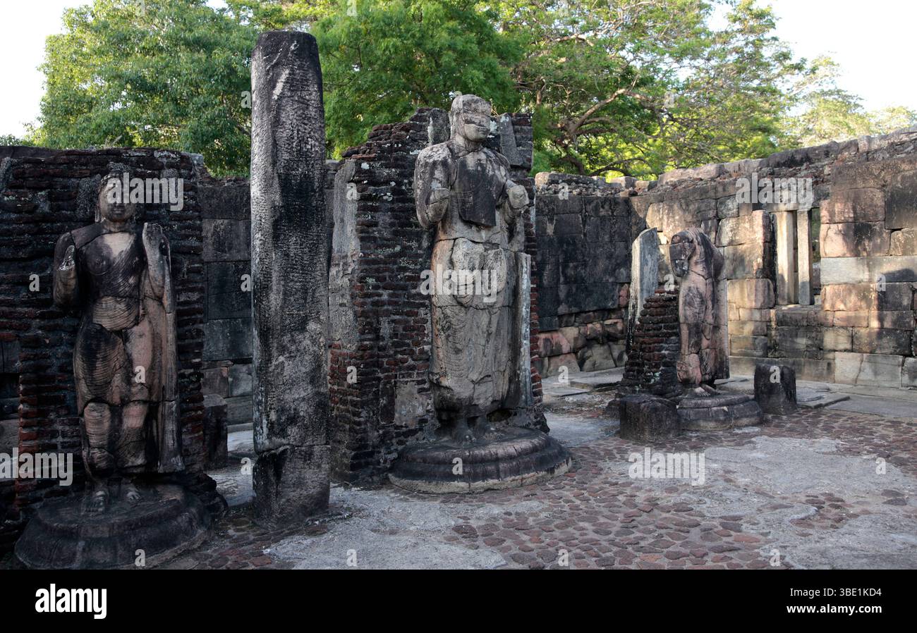 Sri Lanka. Polonnaruwa. Hatadage (ancient relic shrine ). The three ...