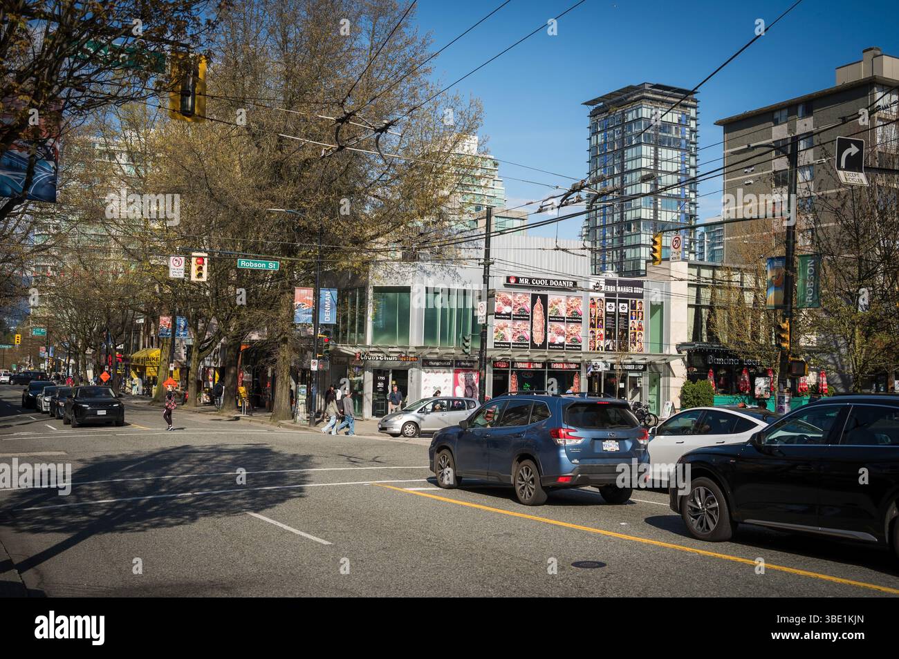 The corner of Robson and Denman Streets in Vancouver’s West End ...