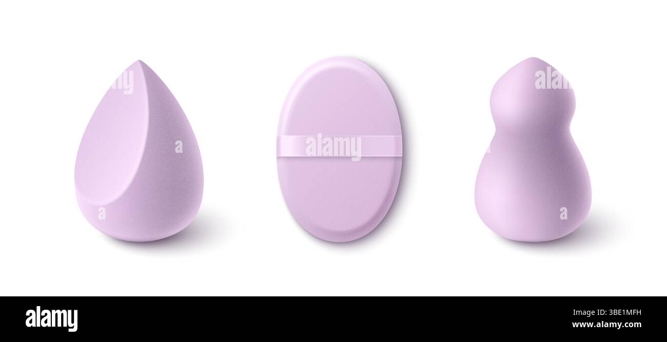 Makeup sponge blender set in pastel pink - teardrop, egg and oval shapes for foundation ...