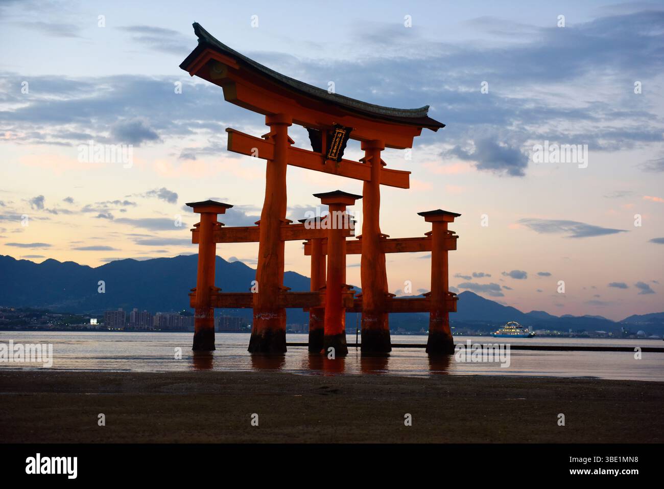 The floating Miyajima torii gate of Itsukushima Shrine at sunset,UNESCO ...