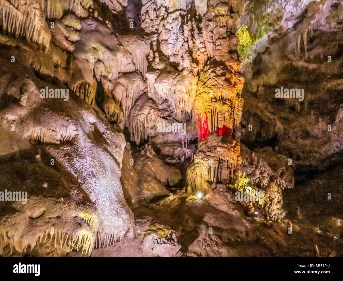Tskaltubo, Georgia. Illuminated walls of Tskaltubo Cave also called ...