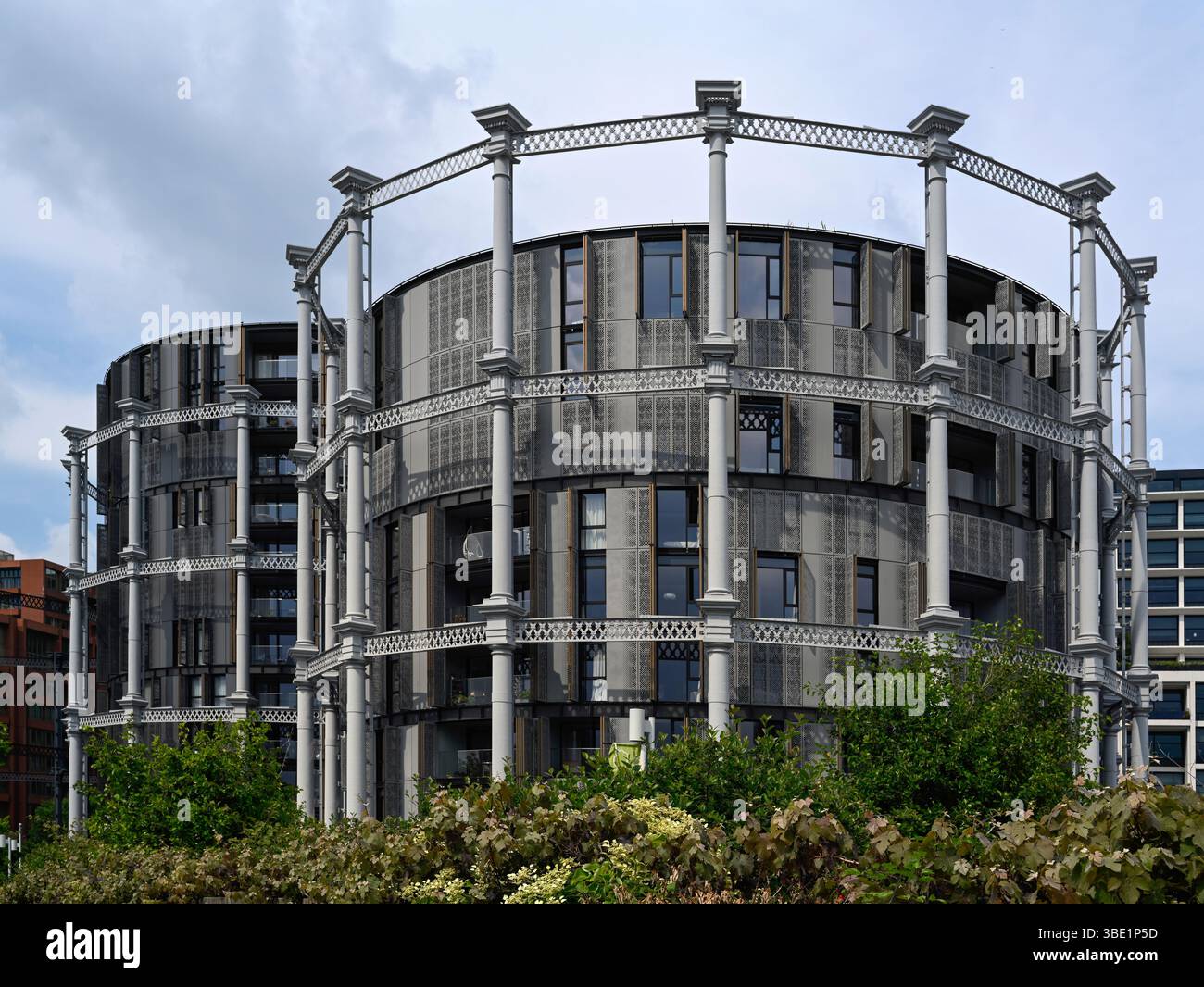 LONDON, UK - MAY 21, 2025: Exterior of Gasholder buildings in Lewis ...