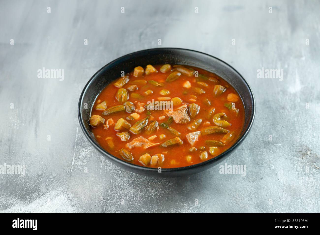 Okra stew with tomato sauce and lamb – traditional Arabic homemade meal ...