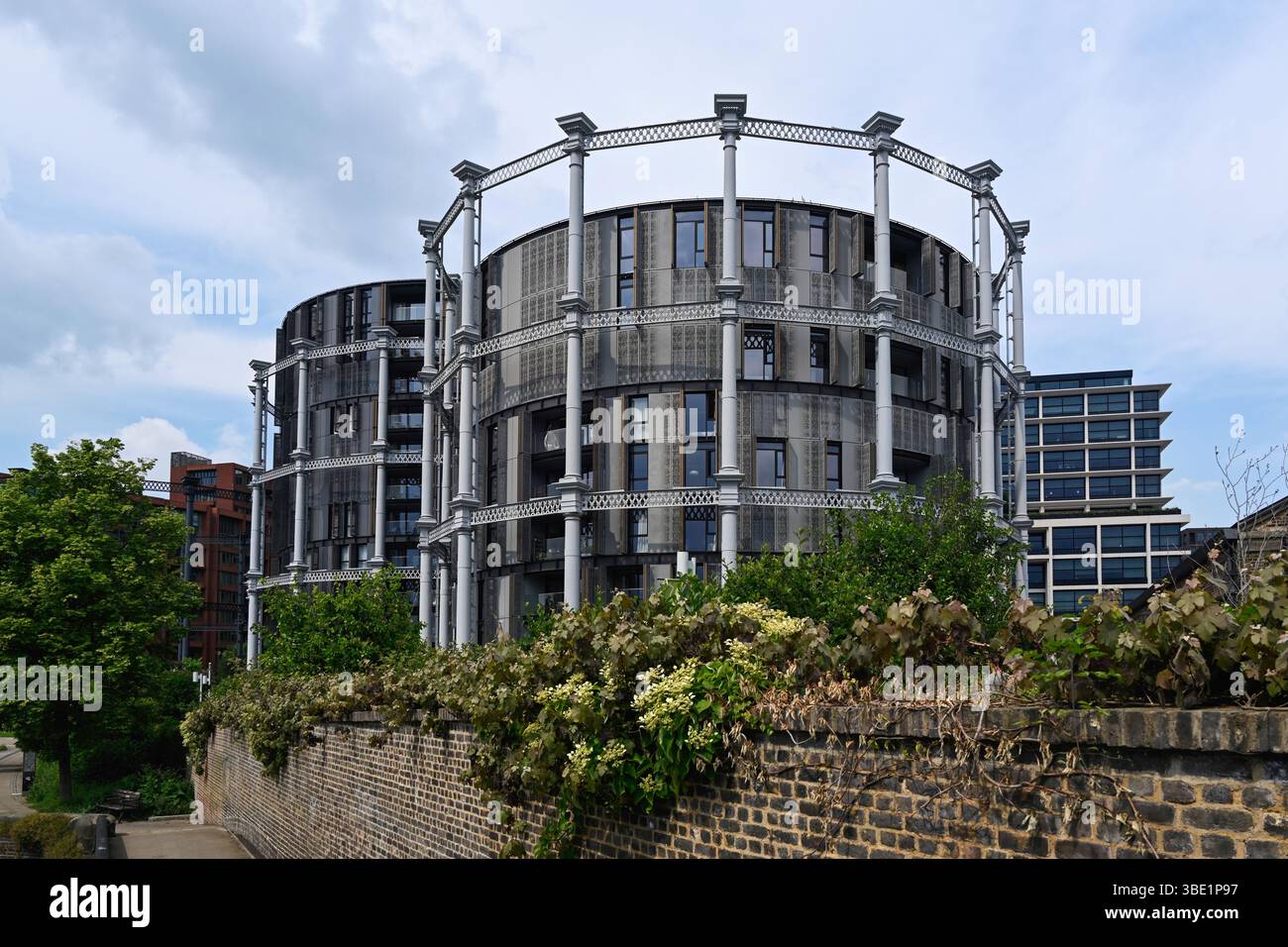 LONDON, UK - MAY 21, 2025: Exterior of Gasholder buildings in Lewis ...