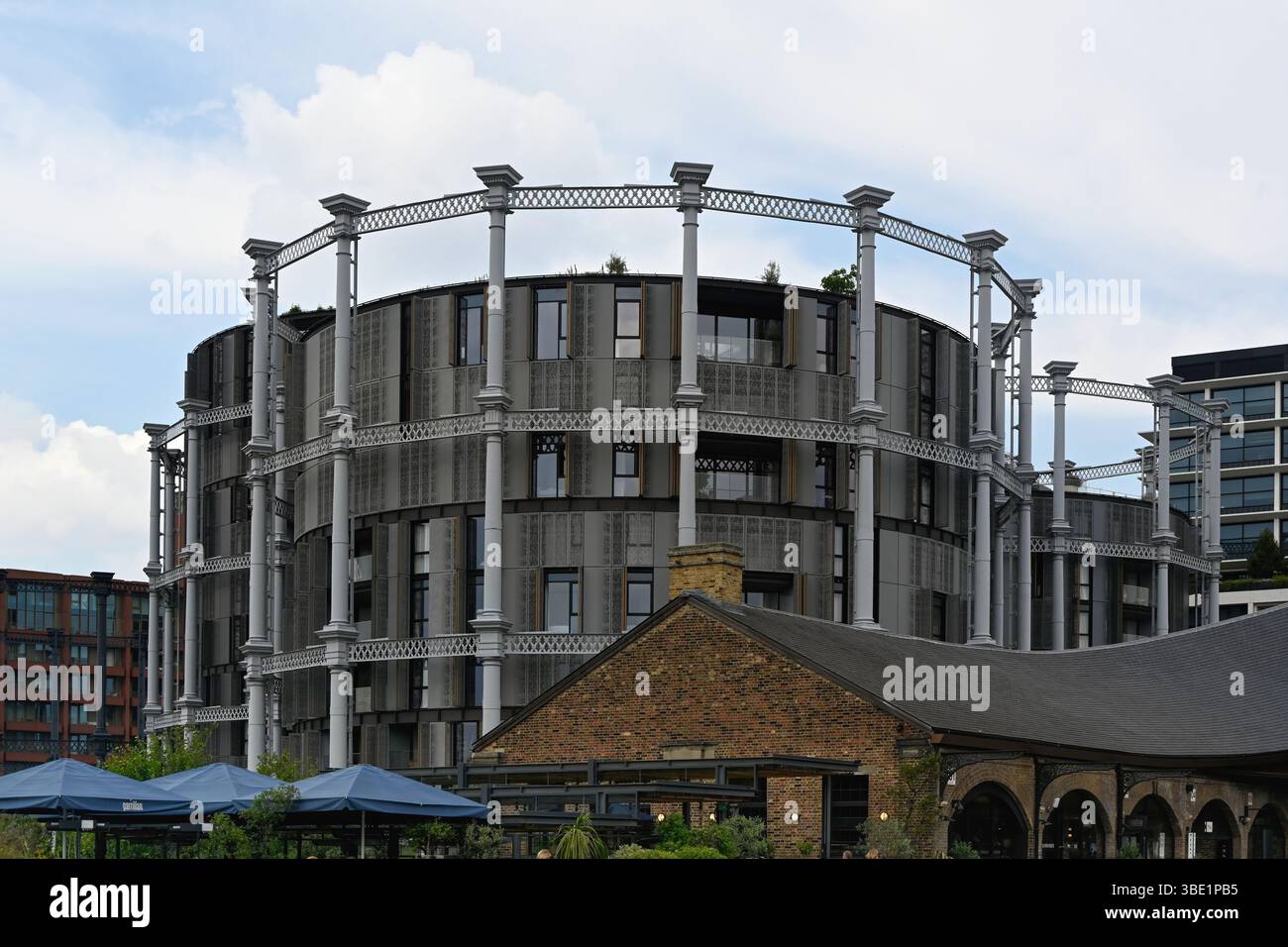 LONDON, UK - MAY 21, 2025: Exterior of Gasholder buildings in Lewis ...