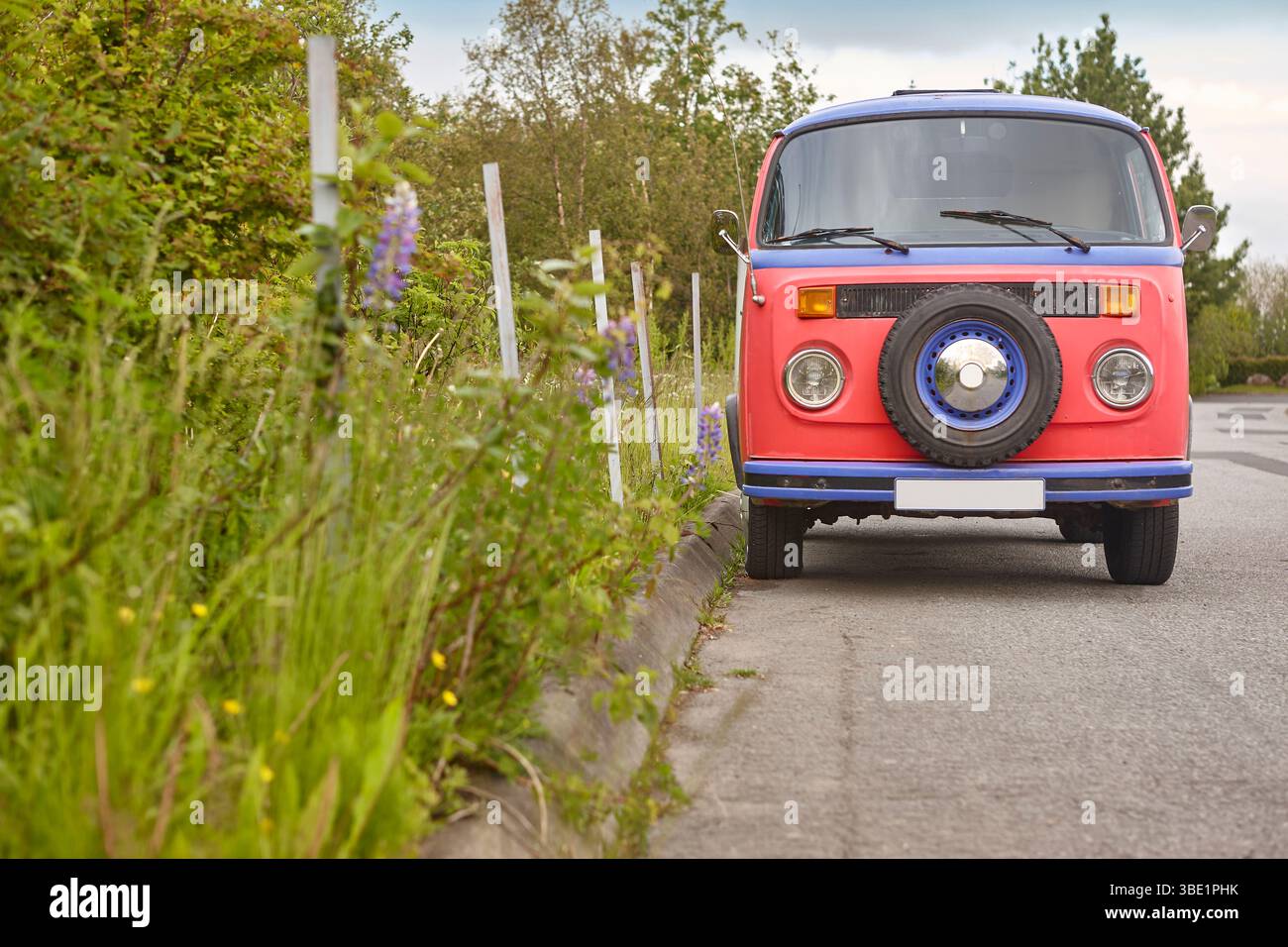 Classic model van VW T2. Retro camper vehicle. Vintage minibus Stock ...
