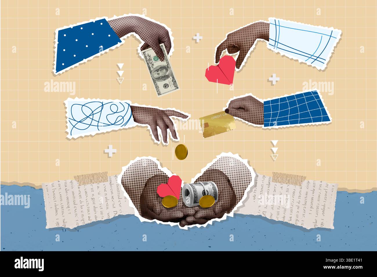 Donation collage illustrating compassion and kindness in community ...