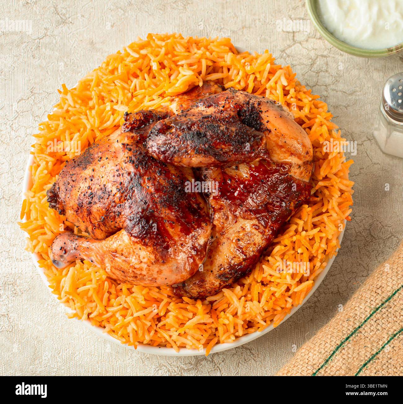 Yemeni rice with grilled chicken, traditional Arabic Eastern cuisine ...
