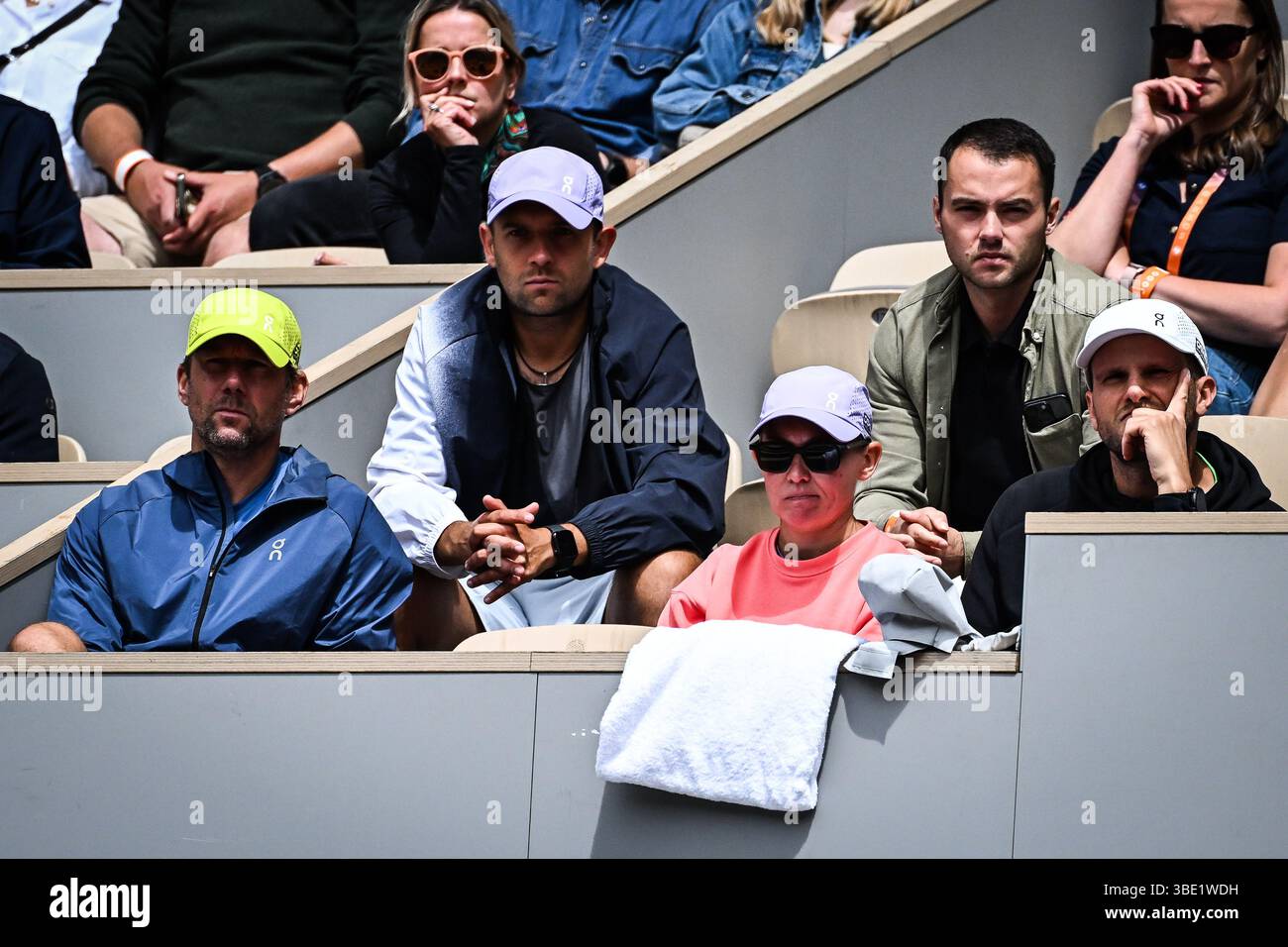 Staff members of Iga SWIATEK during the second day of the Roland-Garros ...