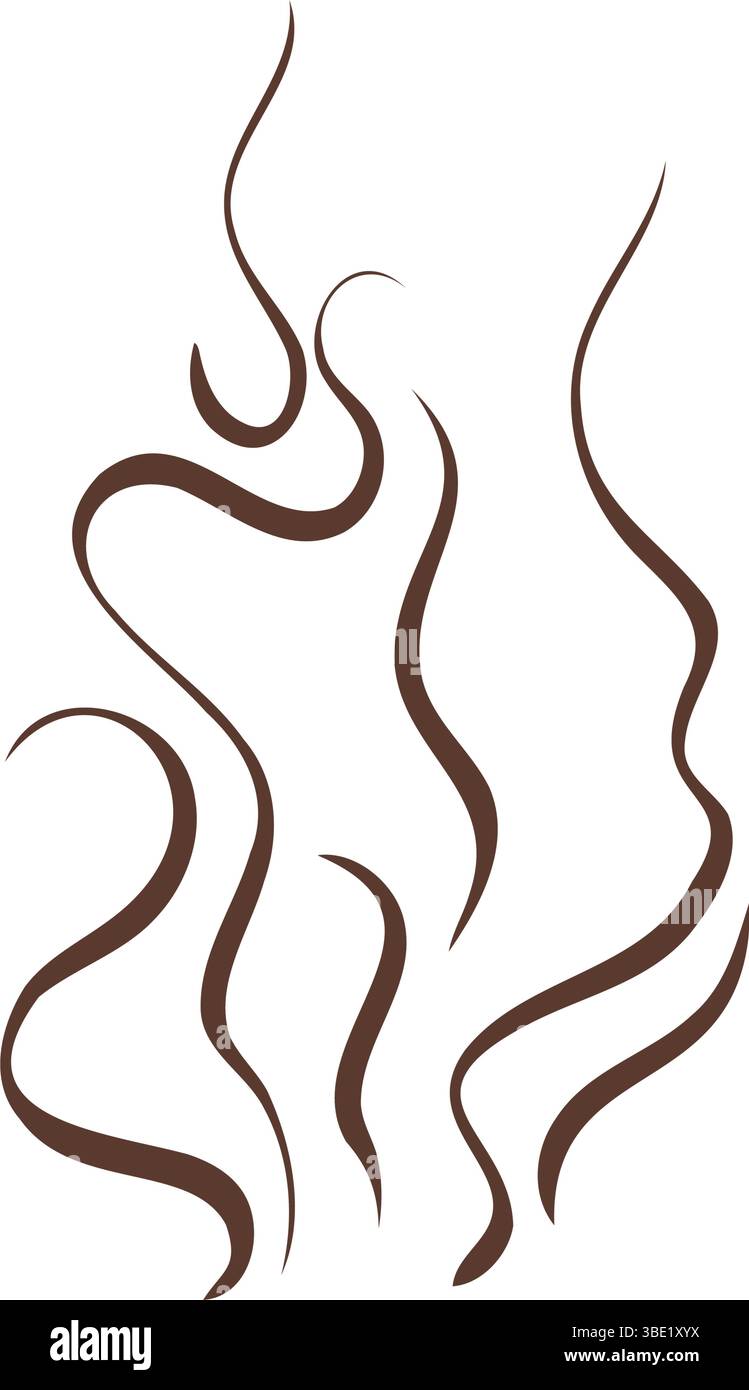 Steam swirl from hot drink in elegant black and white line art ...