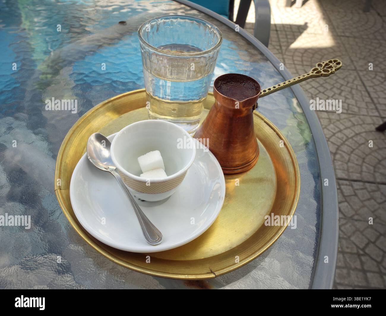 traditional bosnian coffee set ready to the coffee ritual in Travnik ...