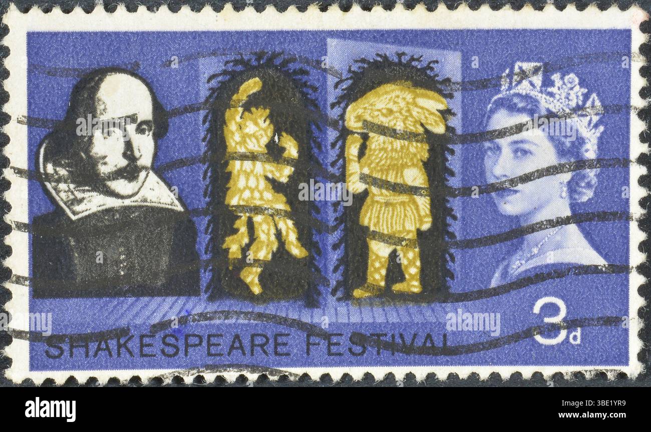 Cancelled postage stamp printed by United Kingdom, that shows Puck and ...