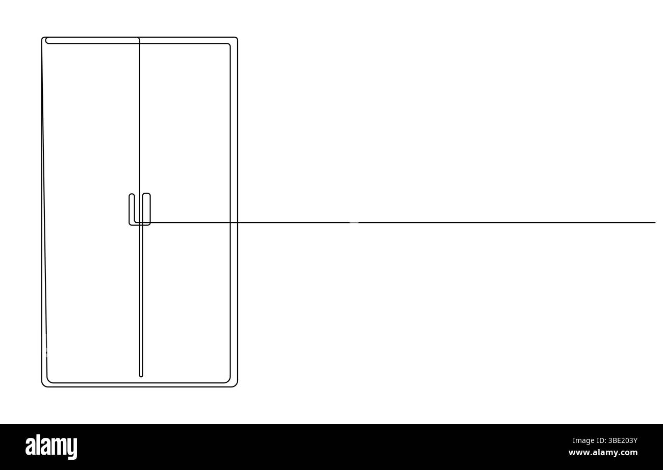 wardrobe or cabinet with shelves. Single line draw design vector ...