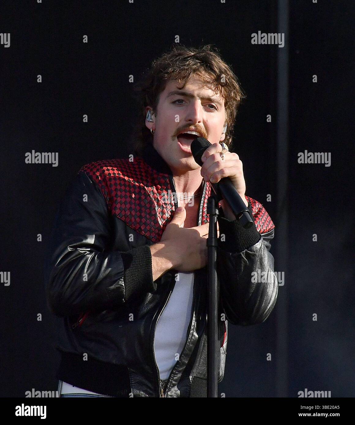 Napa, USA. 26th May, 2025. Benson Boone performs at 2025 BottleRock Napa Valley at Napa Valley ...