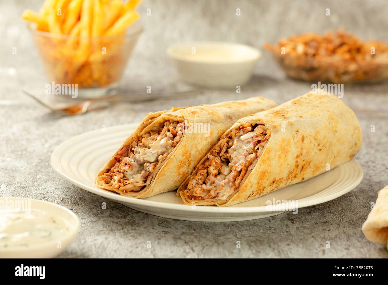 Arabic Shawarma with Saj Bread and Tahini – Traditional Street Food ...