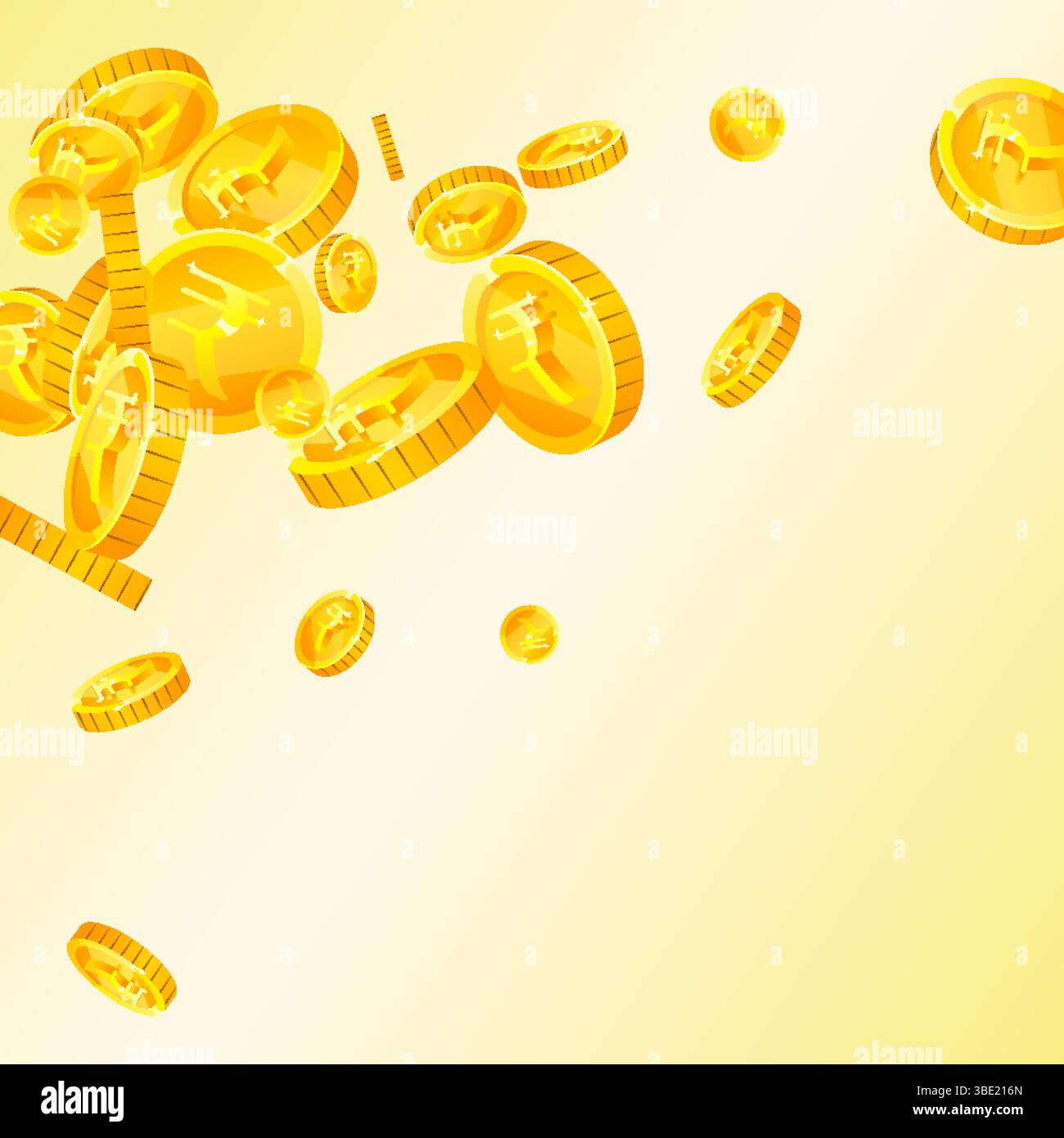 Indian rupee coins falling. Scattered gold INR coins. India money ...