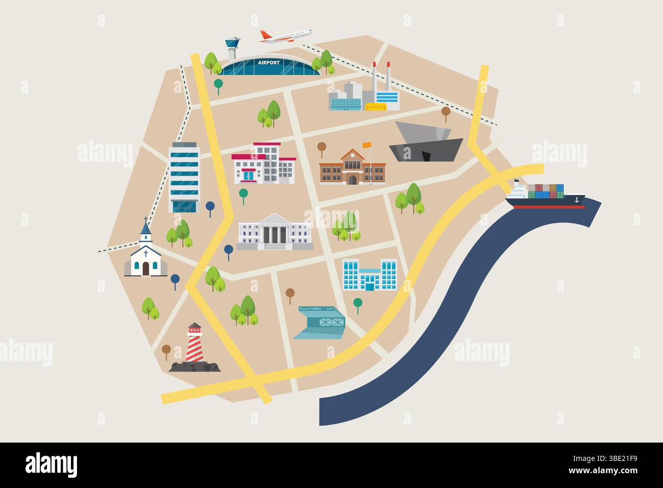 Map with Road and Street Infographic Design Template. Vector ...