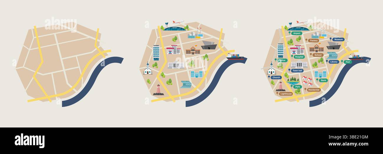 Development Process of Map with Road and Street Infographic Design ...