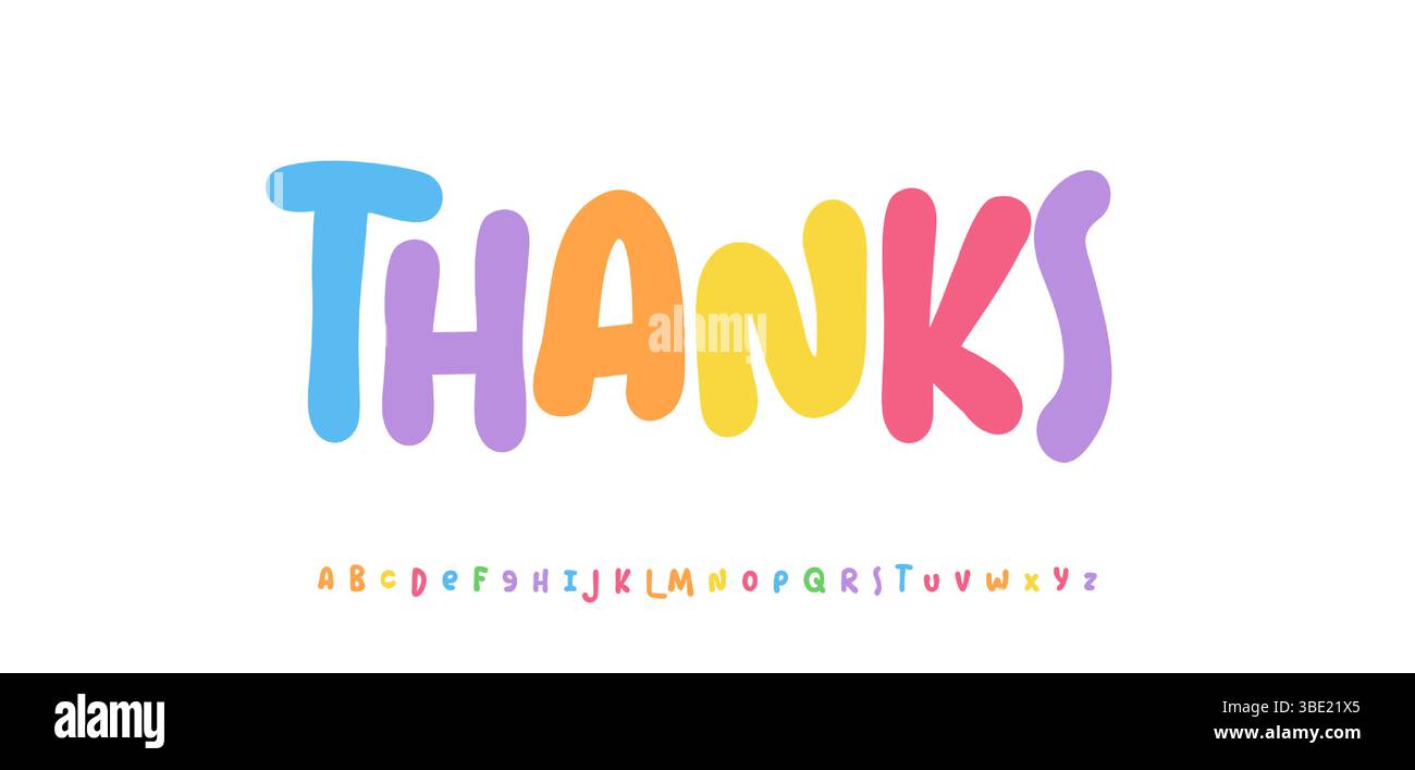 Thanks word, Fun playful thank you message for children, cards, posters ...