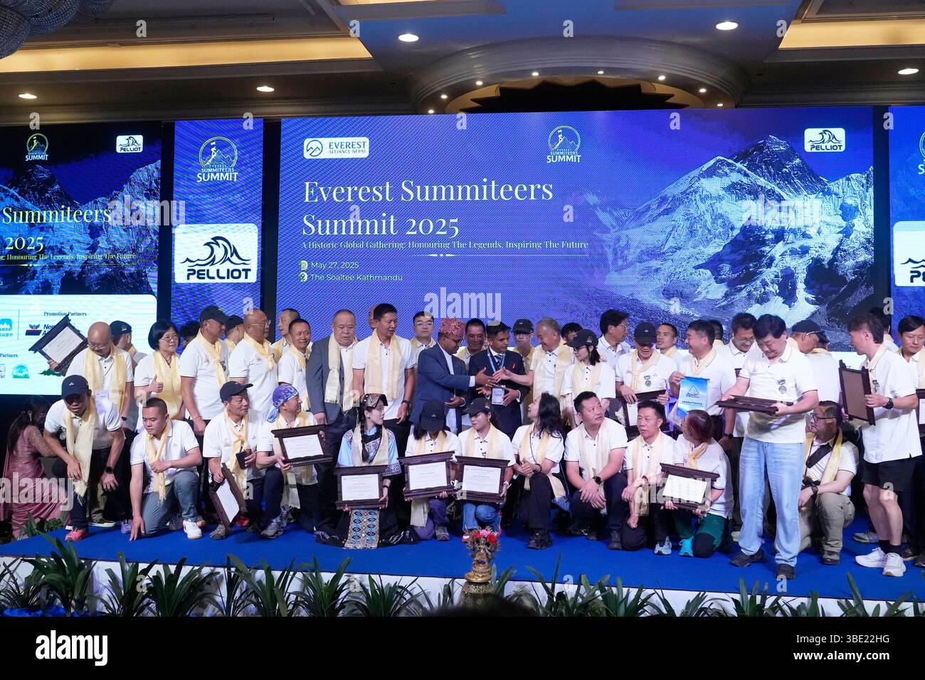 Climbers who successfully summited Mount Everest pose for a picture ...