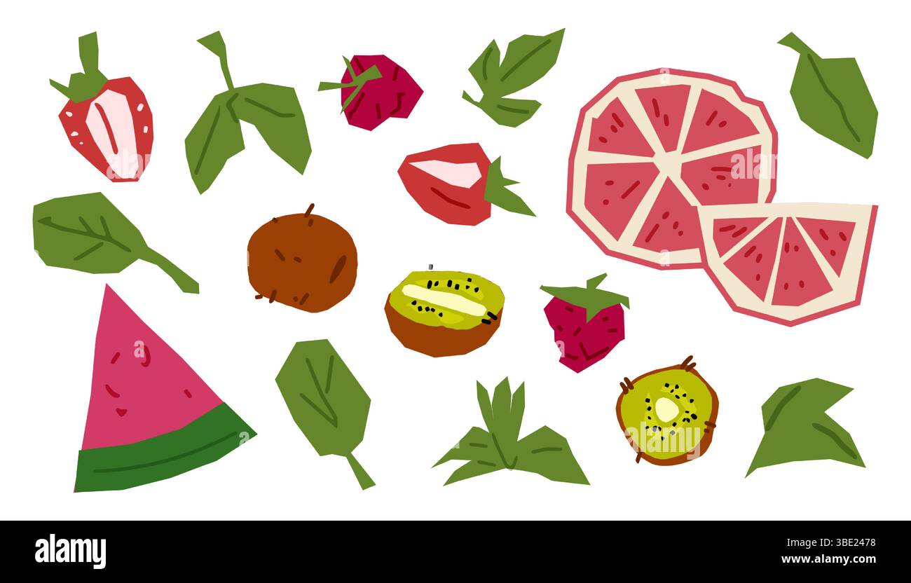 Set bright juicy fruits Stock Vector Images - Alamy