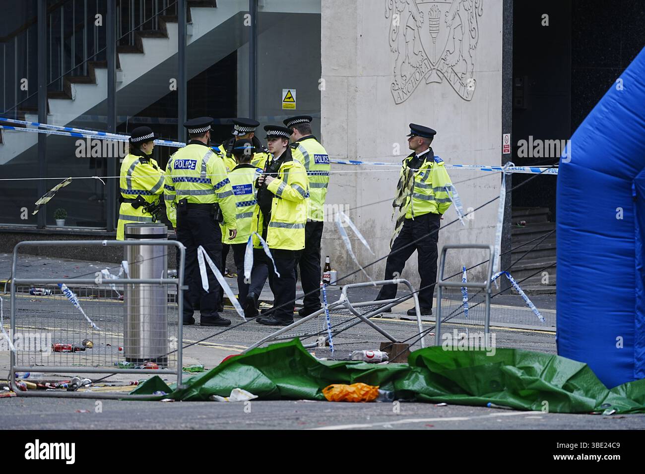 Police officers at the scene in Water Street near the Liver Building in ...