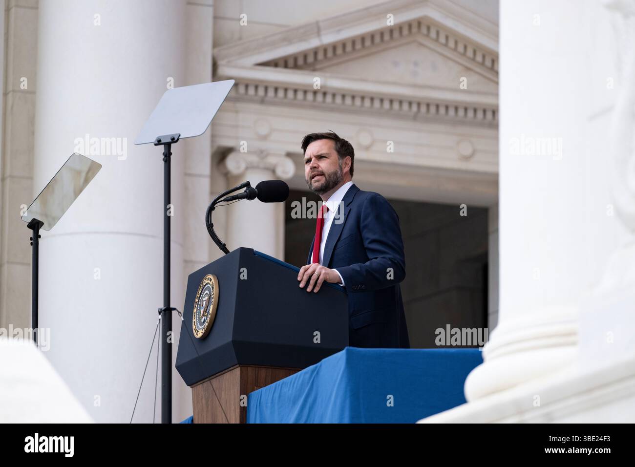 U.S. Vice President JD Vance speaks during the 157th National Memorial ...