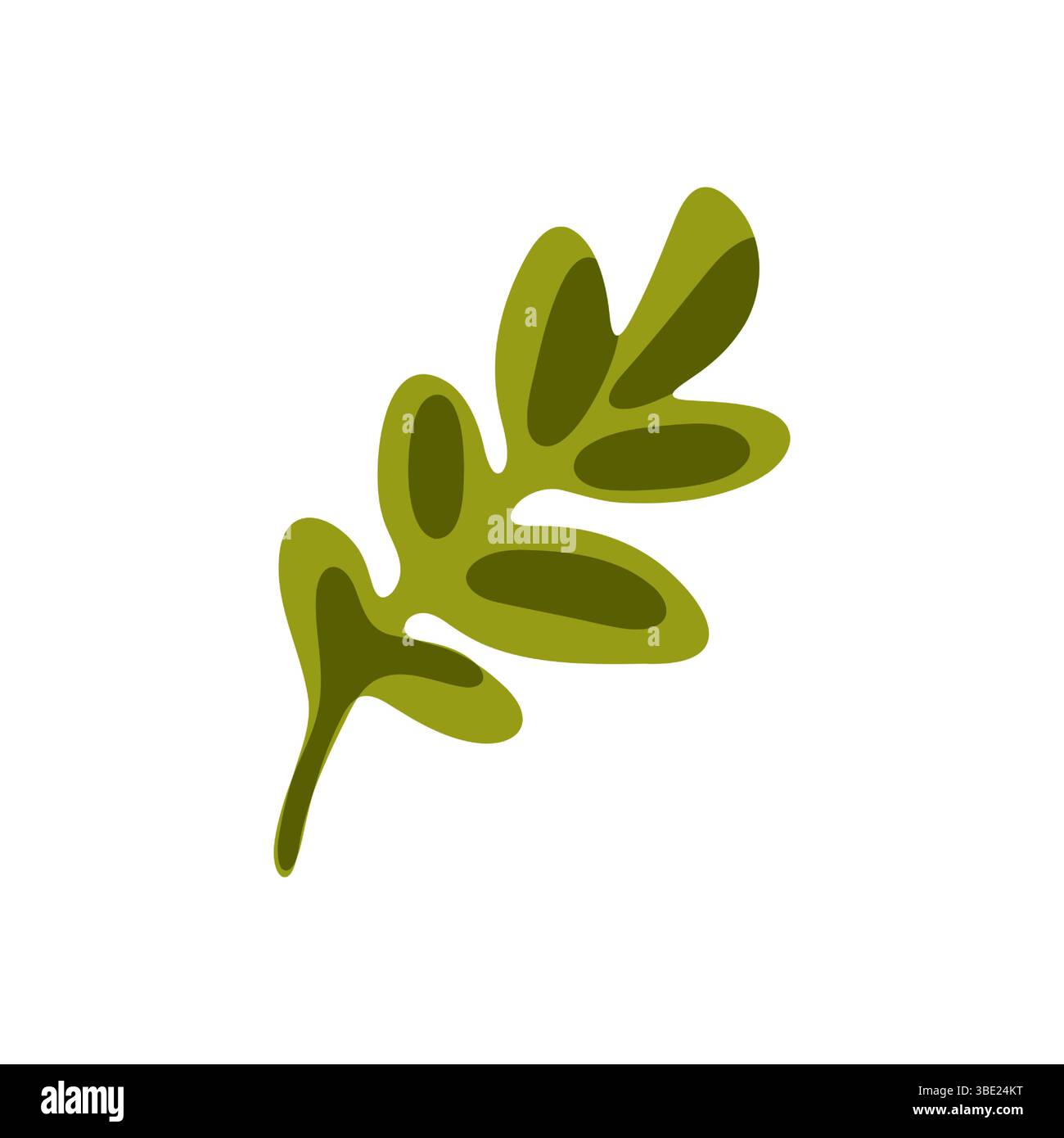 Stylized green leaf with rounded shapes in flat cartoon style. Isolated ...