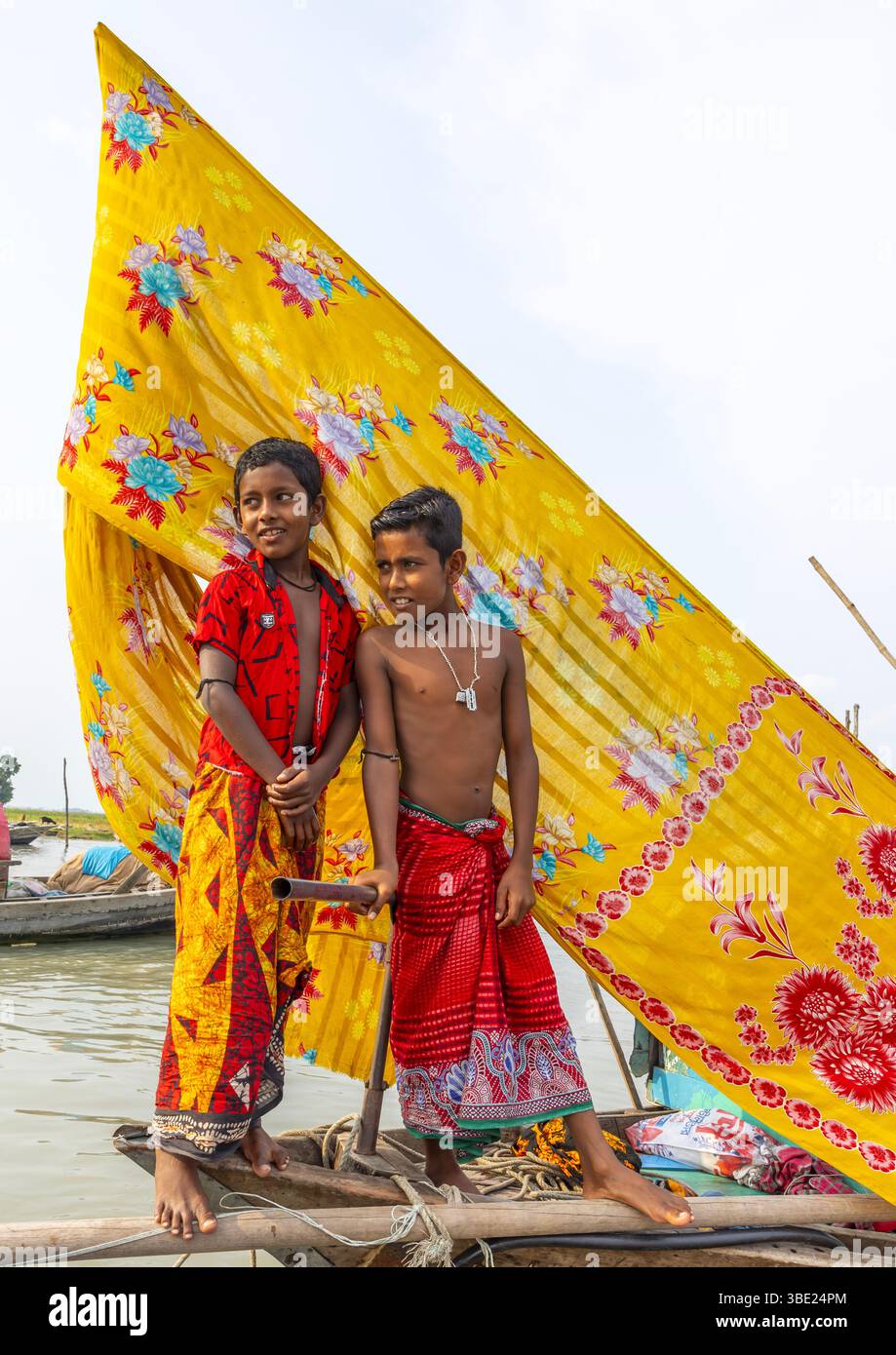 River gypsy boys living on a boat , Barisal Division, Barisal ...