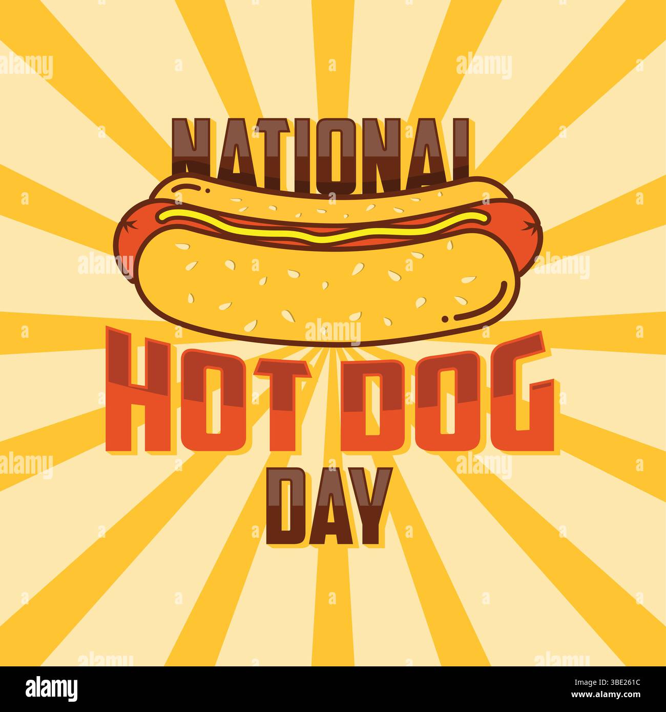 National Hot Dog Day letter retro style design template background ...
