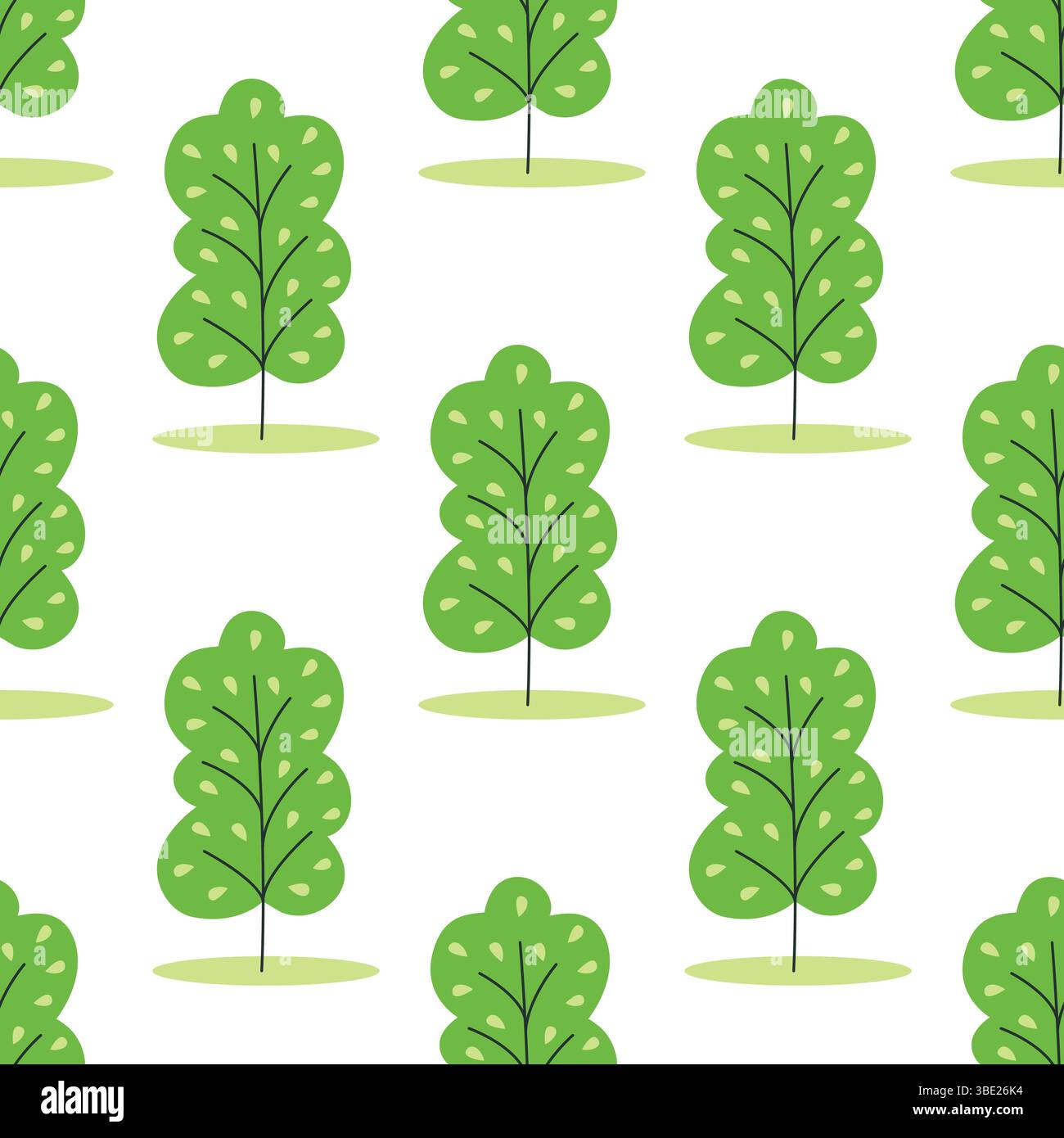 Eco print with young green trees. Seamless pattern deciduous forest ...