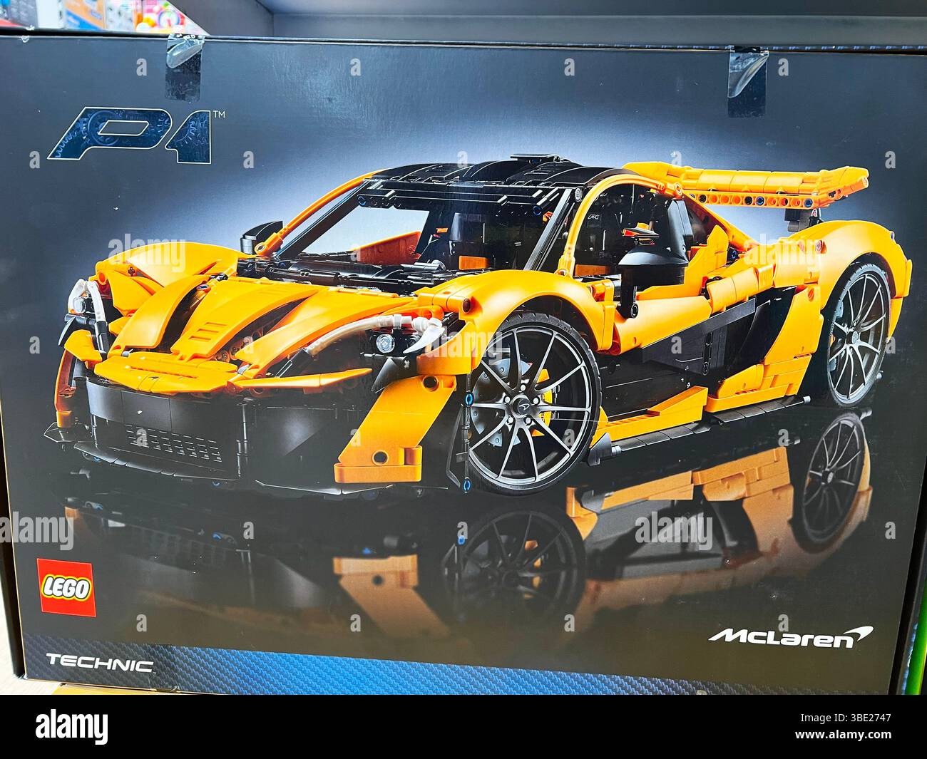 Kyiv, Ukraine - May 26, 2025: Orange Lego Technic McLaren sports car ...