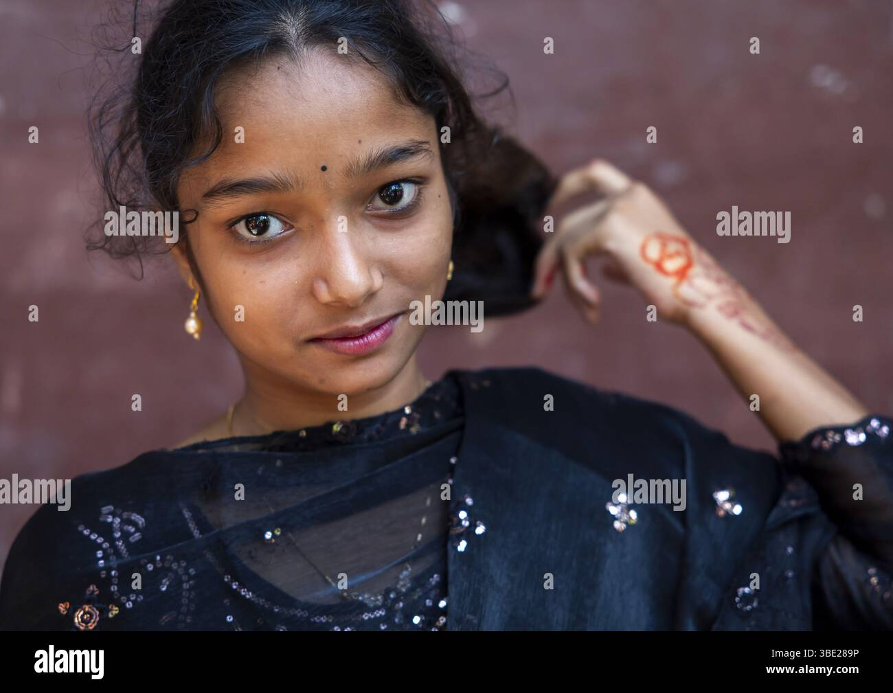 Portrait of an hindu girl in Kantajew hindu Temple, Rangpur Division ...