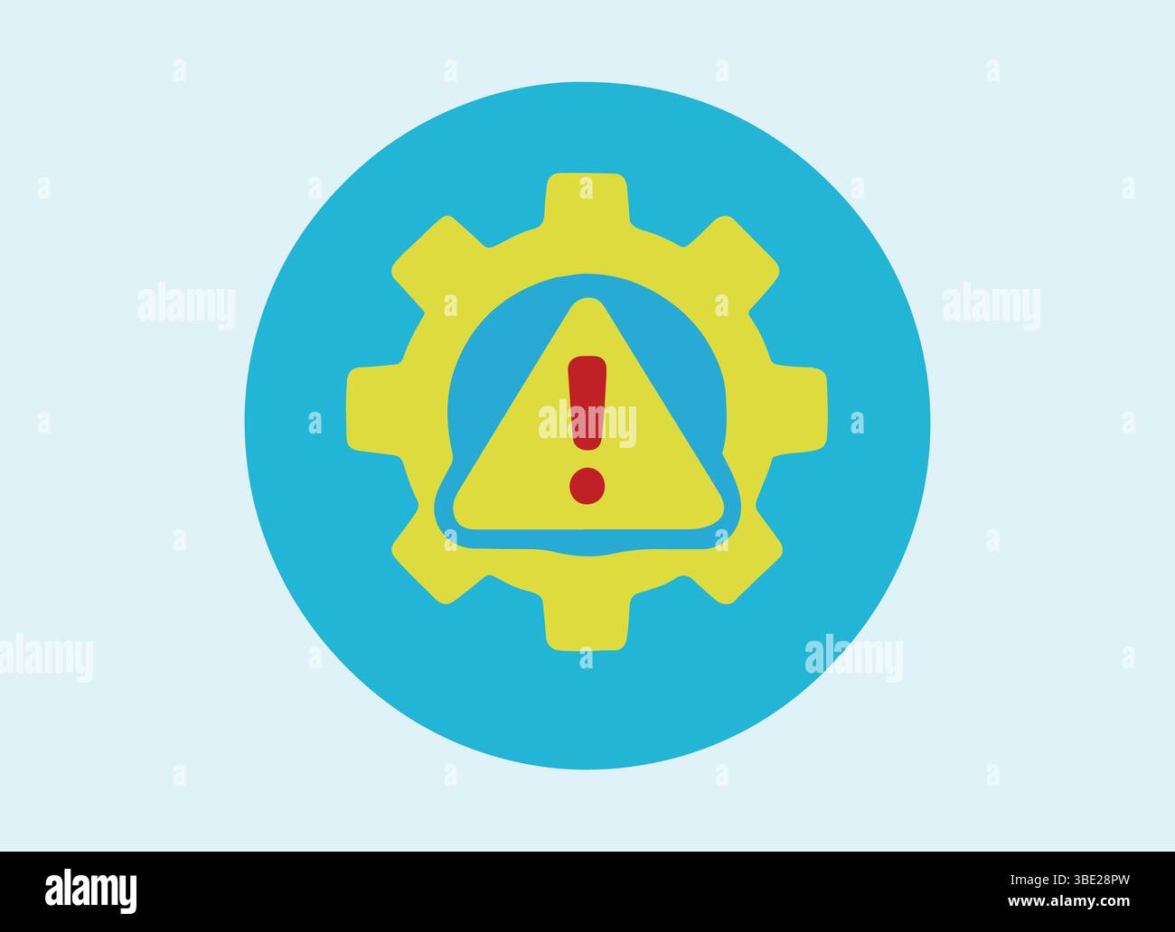 Warning sign with exclamation mark inside a gear, indicating potential ...
