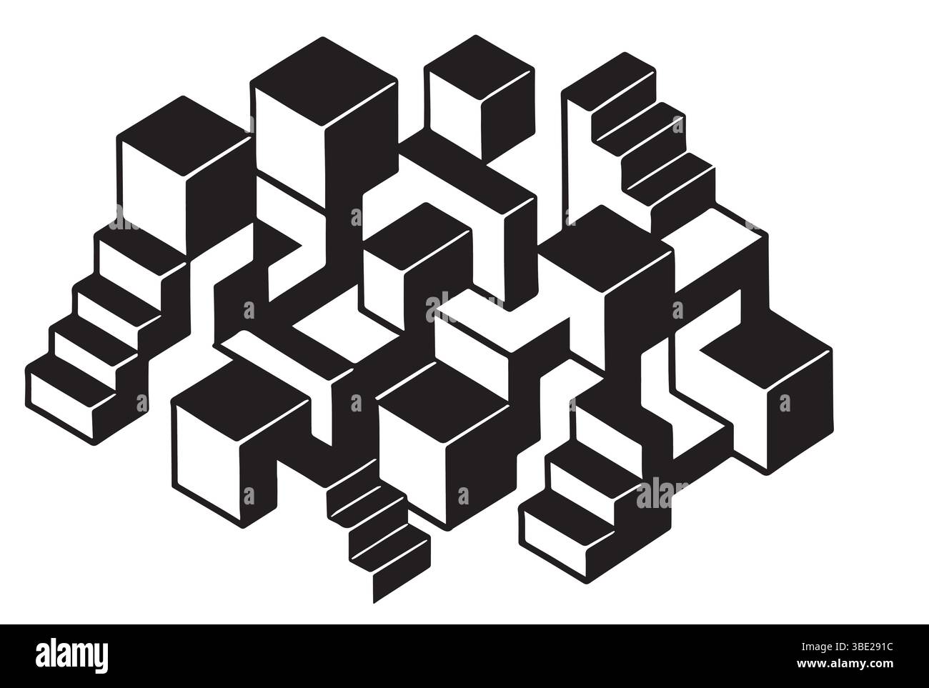 Abstract isometric blocks and stairs isolated on white background ...