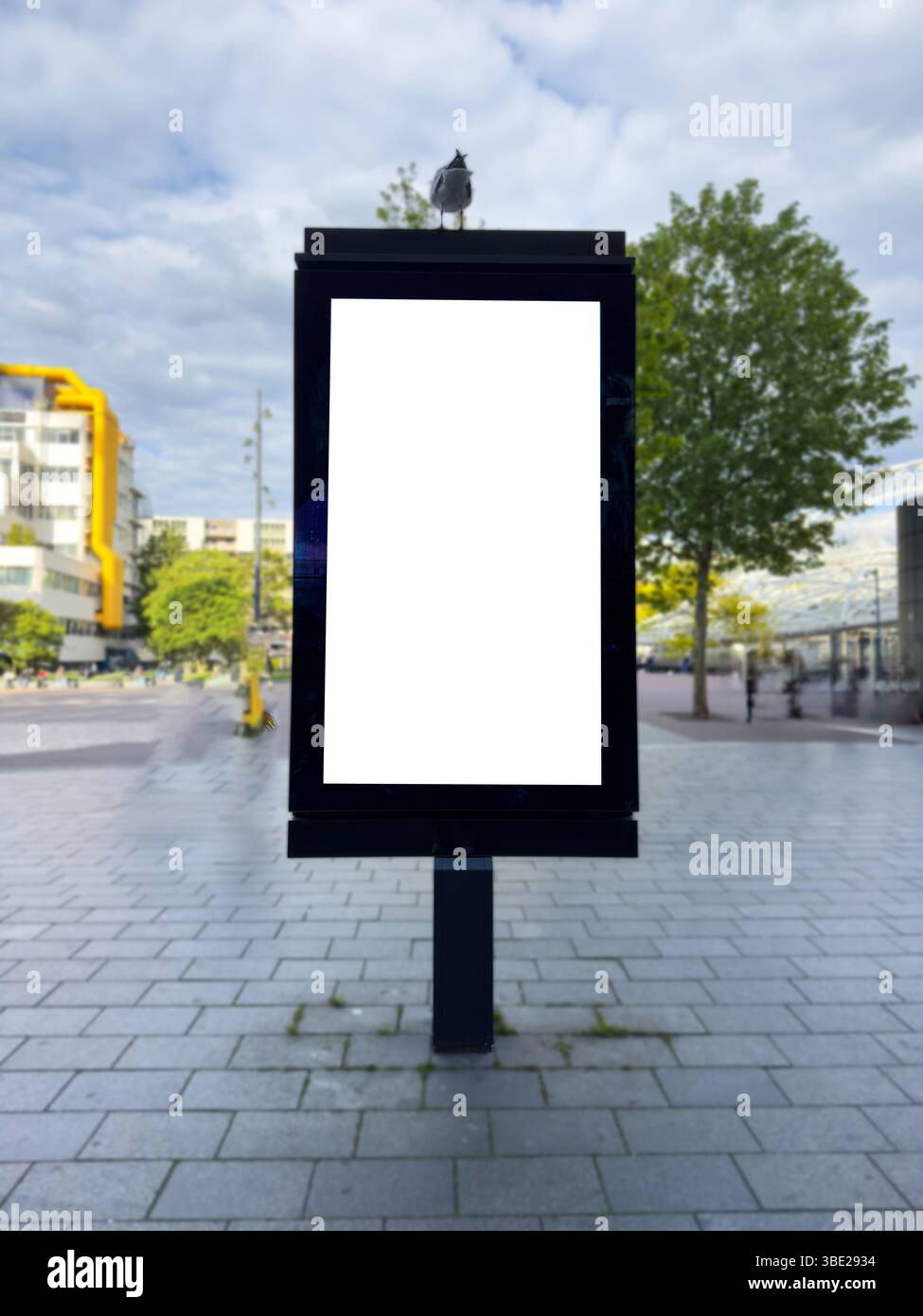 Blank advertise display stand, empty vertical billboard. Advertisement ...