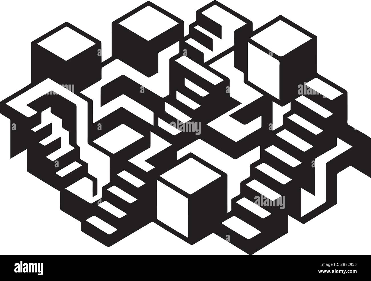 Isometric abstract maze of stairs and cubes isolated on white background Stock Vector Image ...