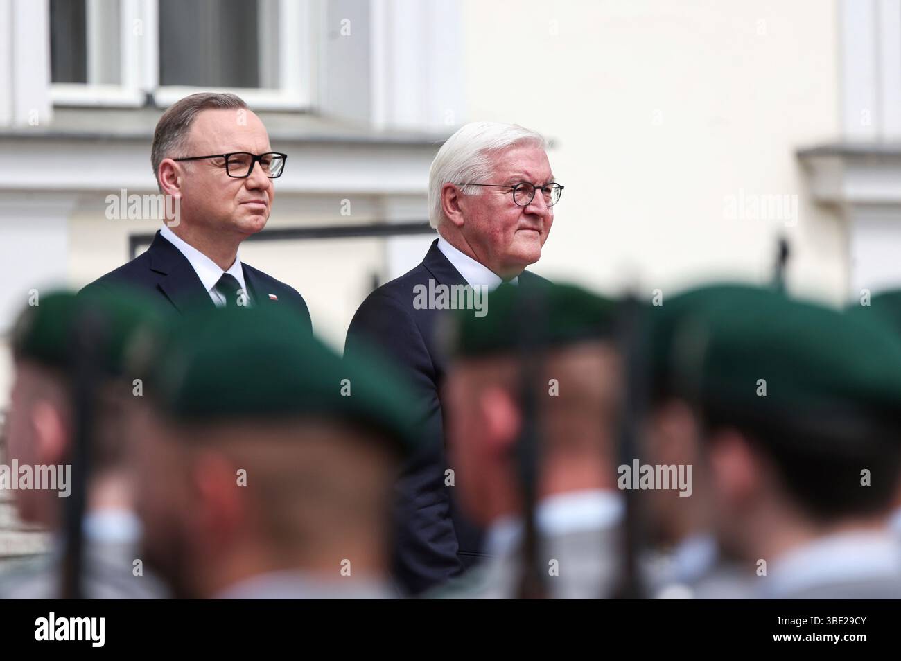 Germany's Federal President Frank-Walter Steinmeier, right, welcomes ...